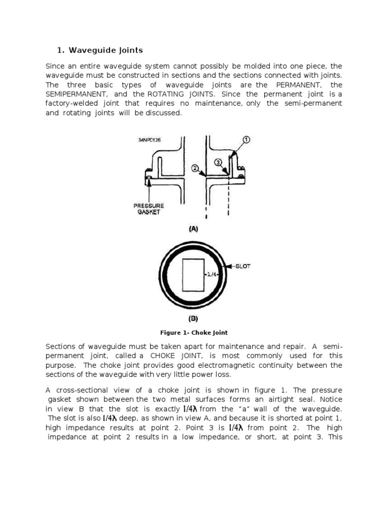 Waveguide Joints: Figure 1-Choke Joint | PDF | Waveguide | Electricity
