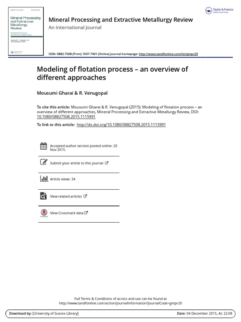 Modeling of Flotation Process | PDF | Physical Sciences | Chemistry