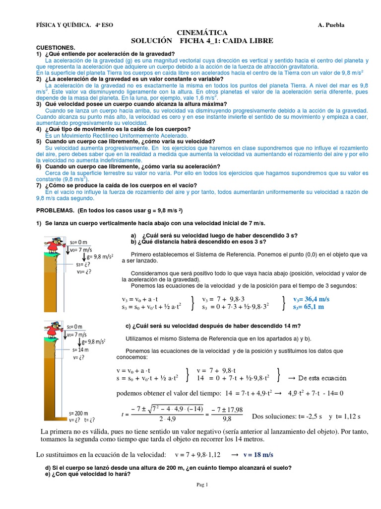 Ficha 3 Mrua | PDF | Movimiento (física) | Masa