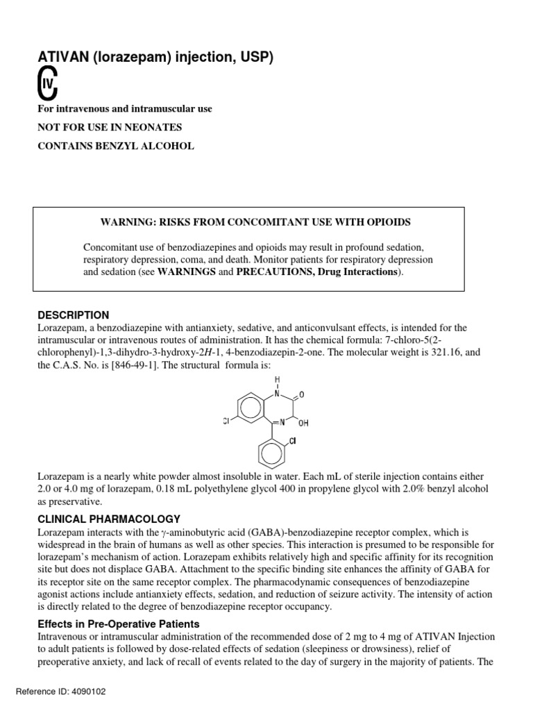 Medical Professionals: Ativan Injection Guide | PDF | Benzodiazepine ...