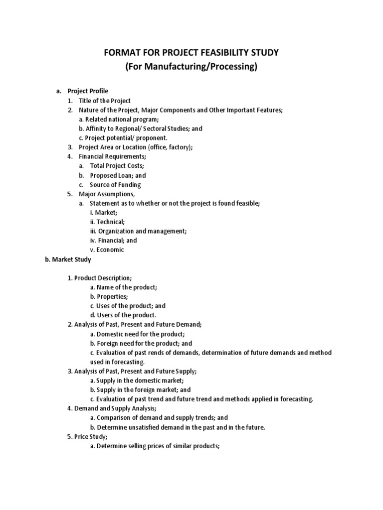 Format For Project Feasibility Study | PDF | Feasibility Study | Market ...