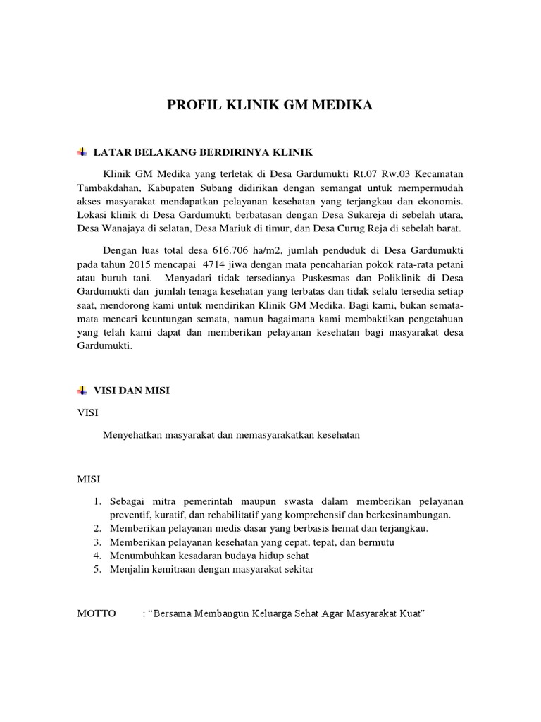 Contoh Profil Klinik | PDF