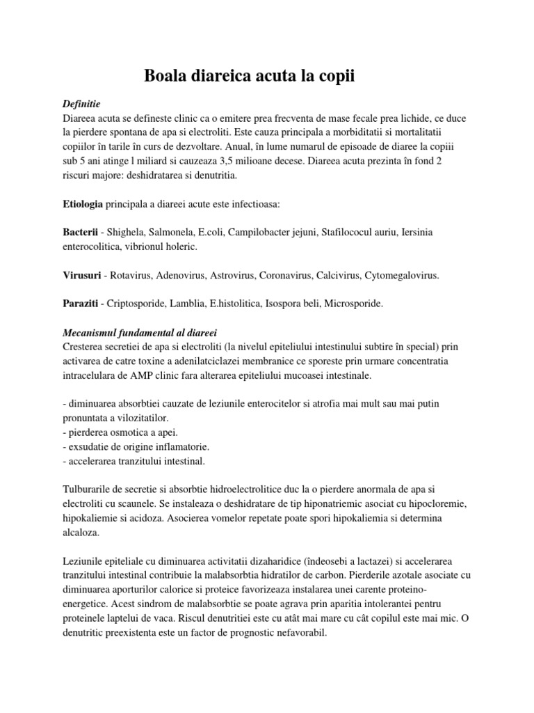 Boala Diareica Acuta La Copii | PDF