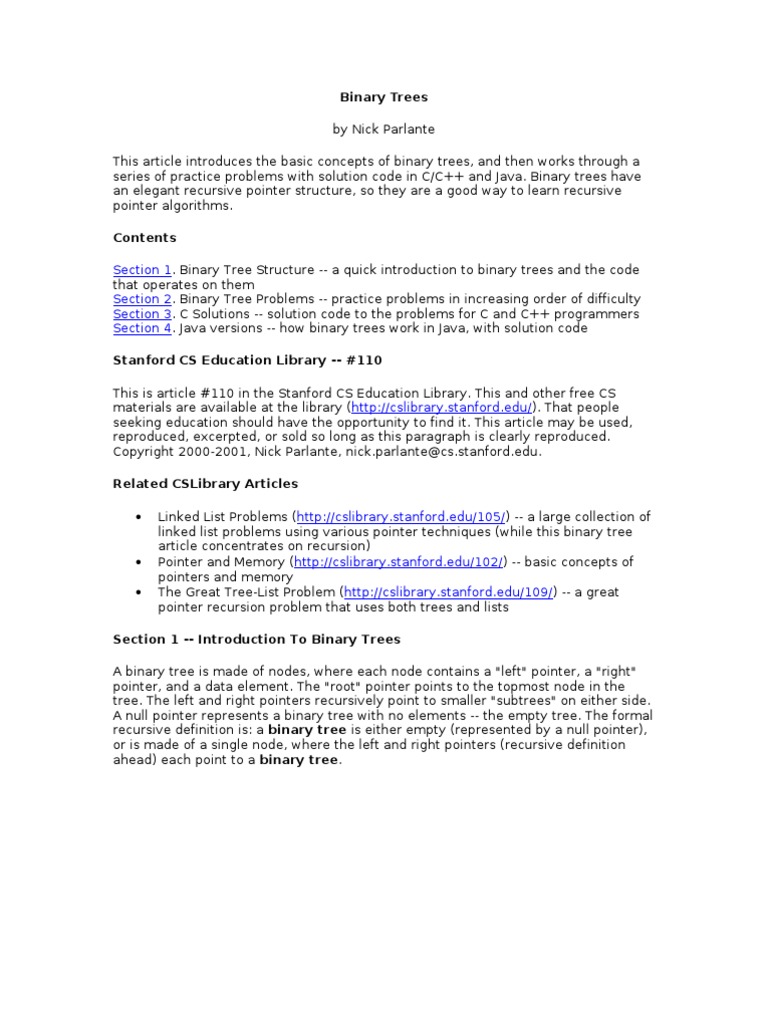 Binary Trees: Section 1 Section 2 Section 3 Section 4 | PDF