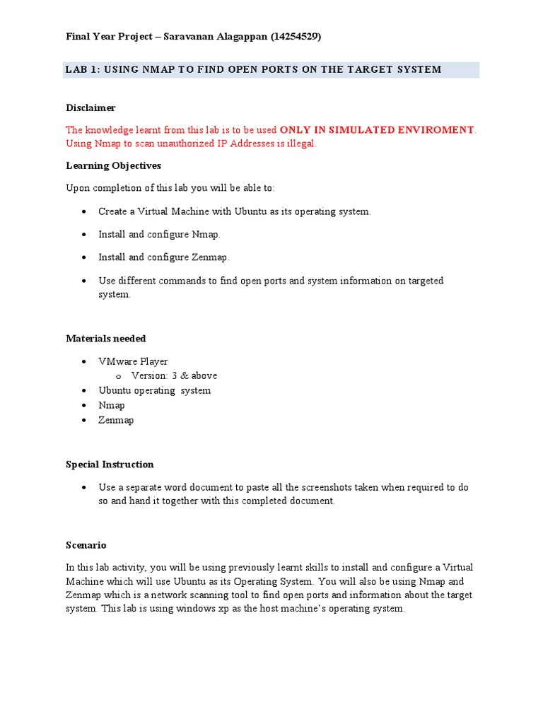 Network Scanning Lab Guide | PDF | Virtualization | Operating System