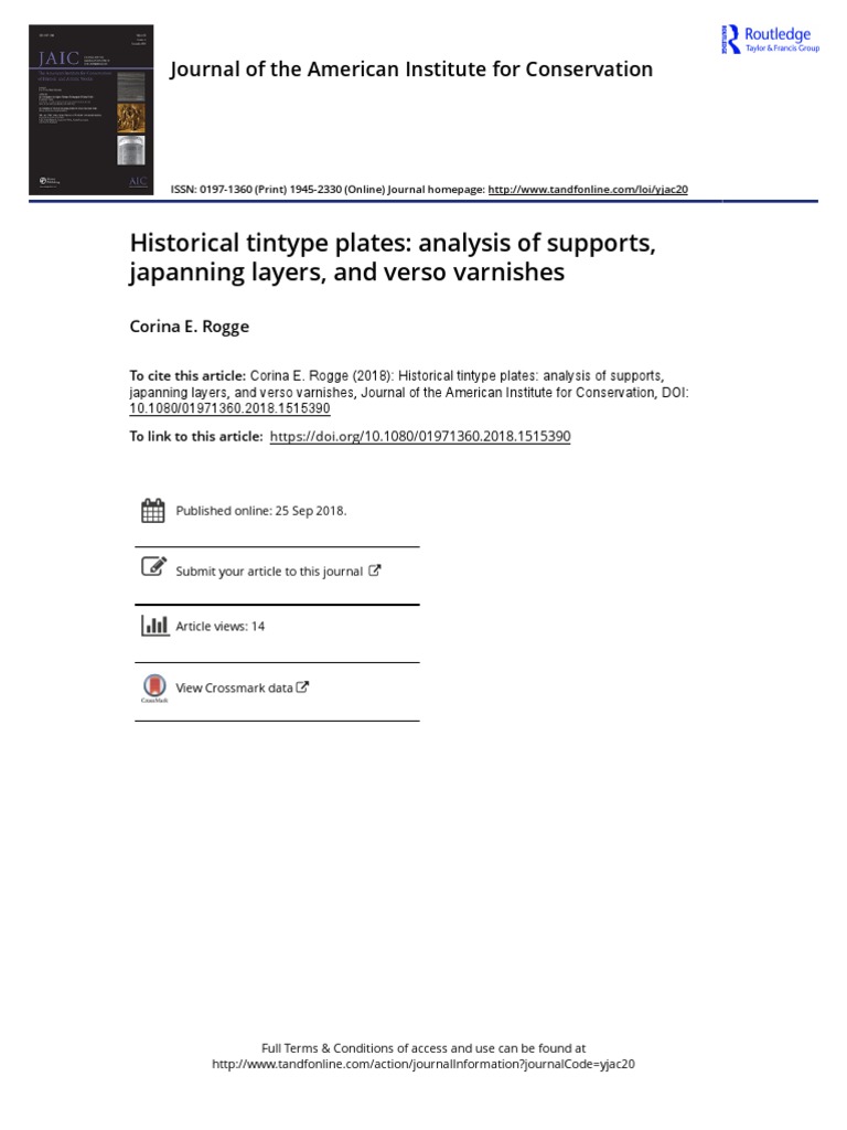 Historical Tintype Plates Analysis of Supports Japanning Layers and ...