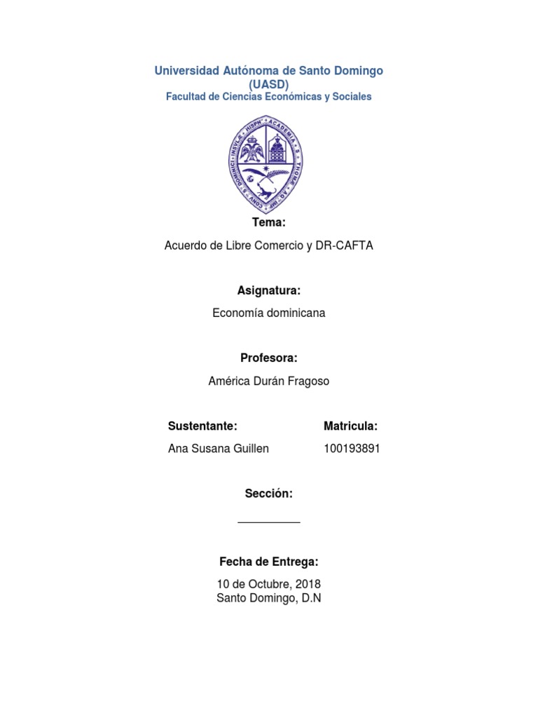 DR-CAFTA (Tratado R.D, Centro America Ante E.E.U.U) | PDF | El comercio ...