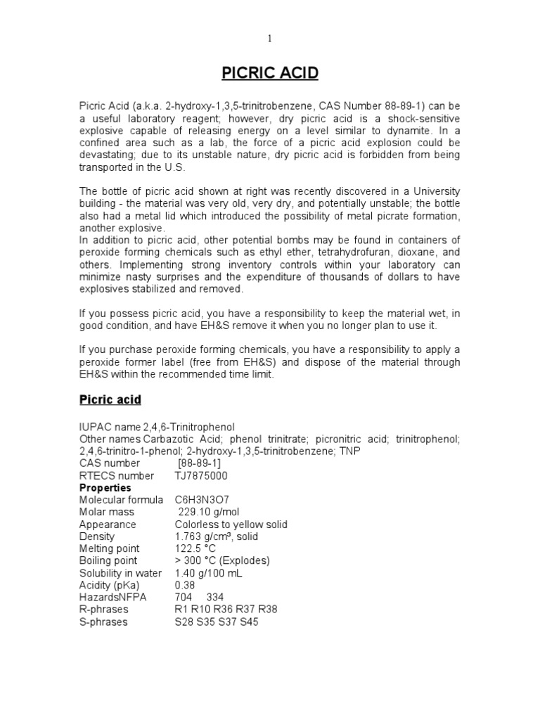 Picric Acid | PDF | Materials | Chemical Substances
