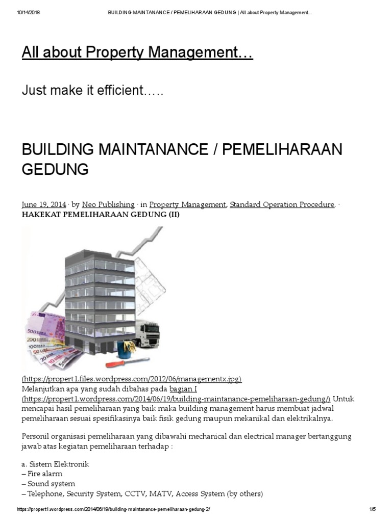 Building Maintanance - Pemeliharaan Gedung - All About Property ...