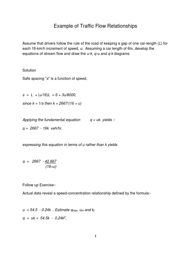 Traffic Flow Relationships | PDF