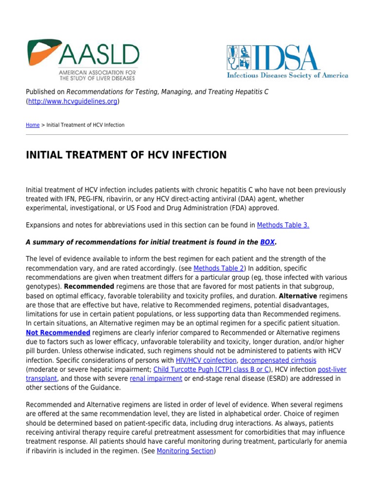 Recommendations For Testing, Managing, and Treating Hepatitis C ...