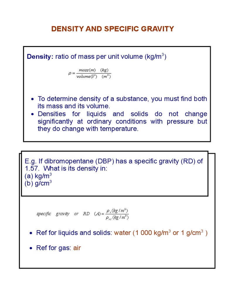 Density & Specific Gravity Basics | PDF | Teaching Methods & Materials ...