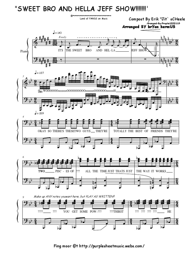 Sweet Bro and Hella Jeff Sheet Music | PDF | Leisure