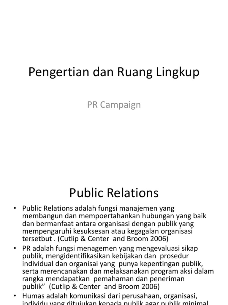Pengertian Dan Ruang Lingkup PR Campaign | PDF
