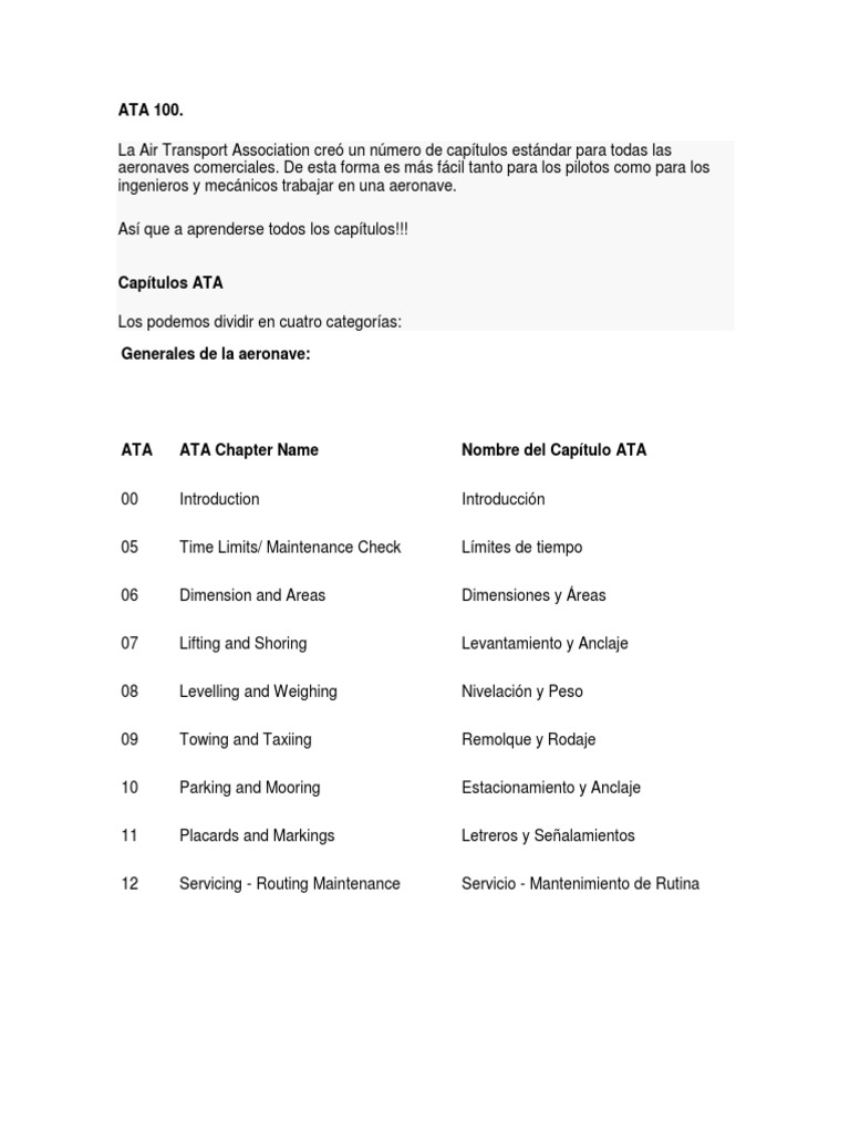 Ata 100 | PDF | Ingeniería Aeroespacial | Aeronave