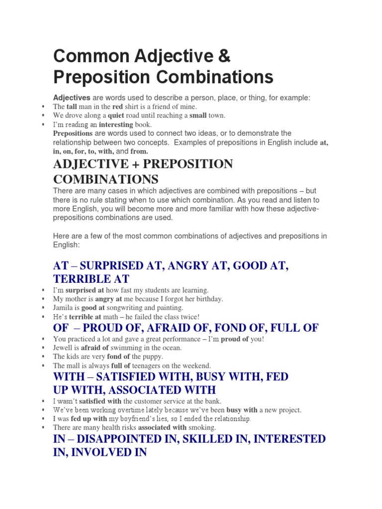 Adjective Plus Prep | PDF