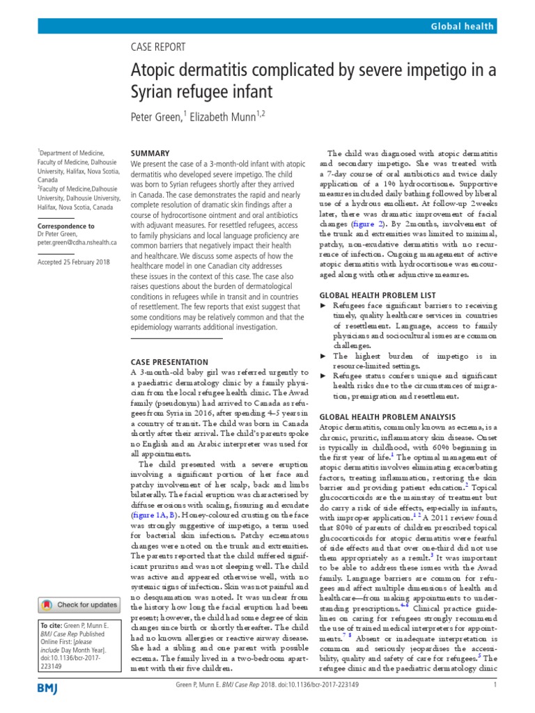 Atopic Dermatitis Complicated by Severe Impetigo in A Syrian Refugee ...