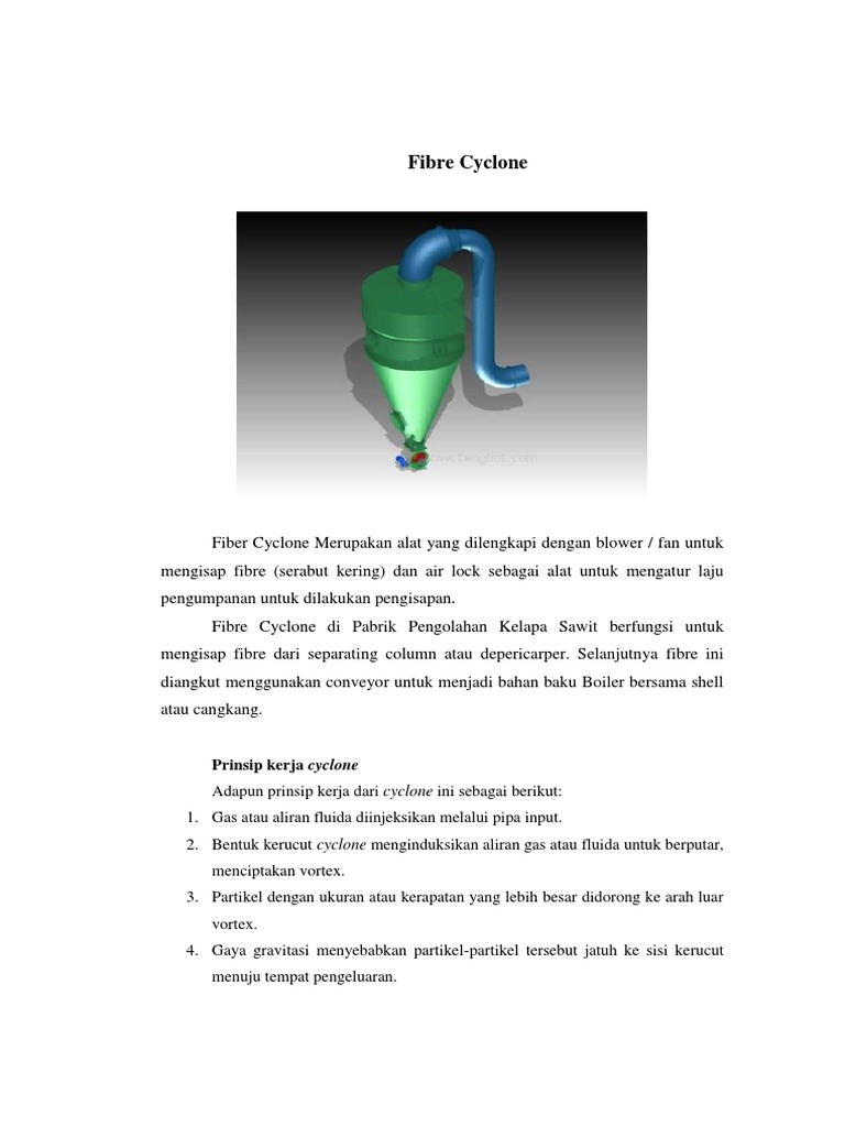 Fungsi dan Prinsip Kerja Fiber Cyclone | PDF