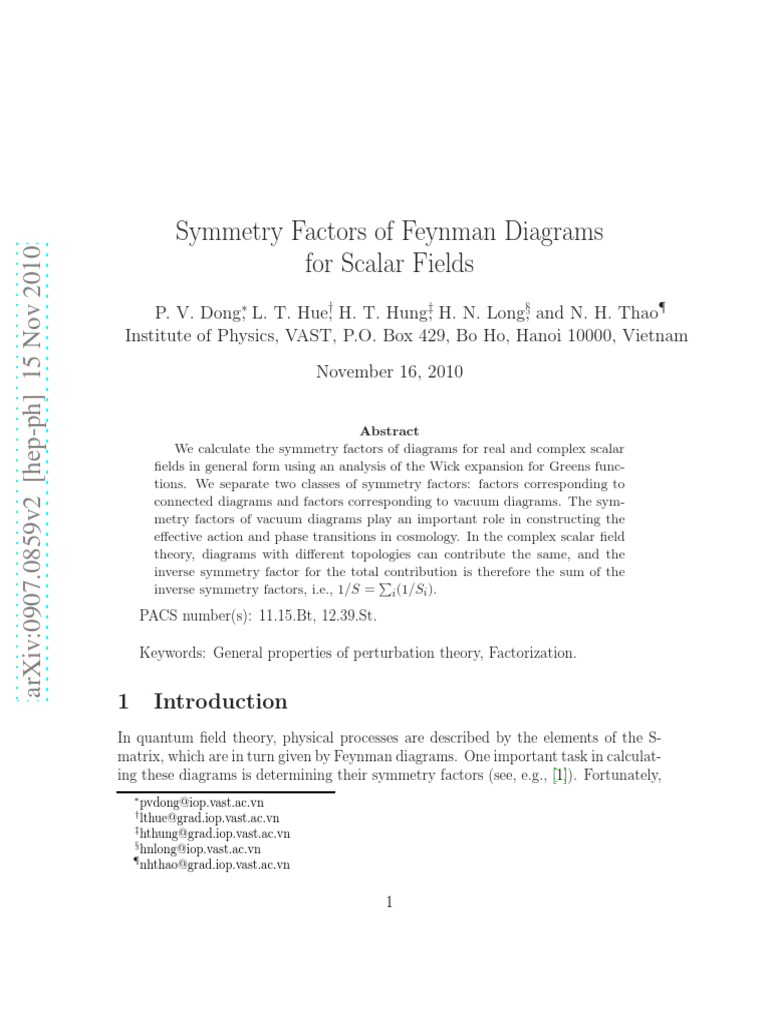 Symmetry Factors of Feynman Diagrams For Scalar Fields | PDF | Field ...