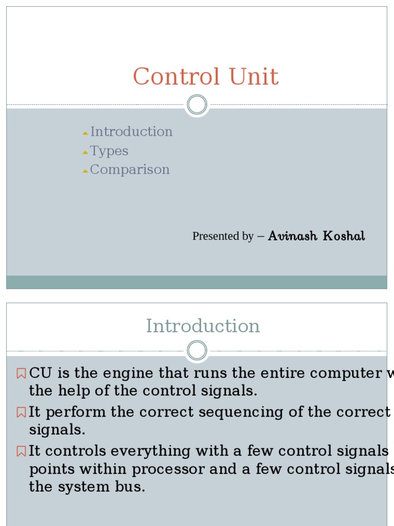 Control Unit: Types Comparison | PDF | Computer Architecture ...