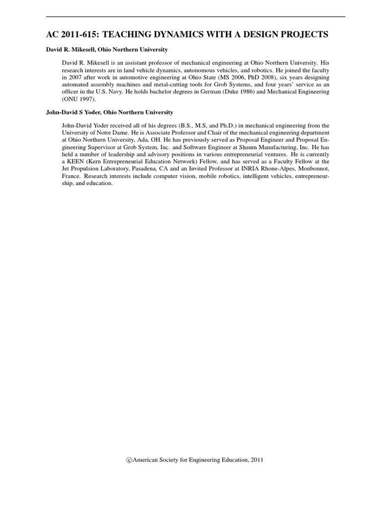 Teaching Dynamics With A Design Project | PDF | Project Based Learning ...