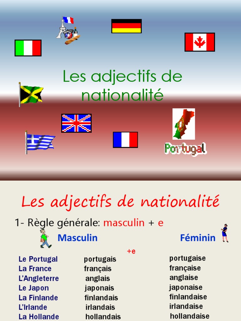 Adjectifs de Nationalité: Règles et Exemples | PDF | Langues | Arts du ...