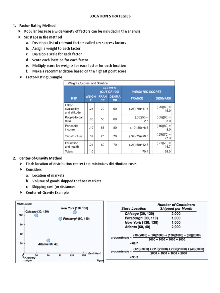 Location Strategies: 1. Factor-Rating Method | PDF | Labour Economics ...