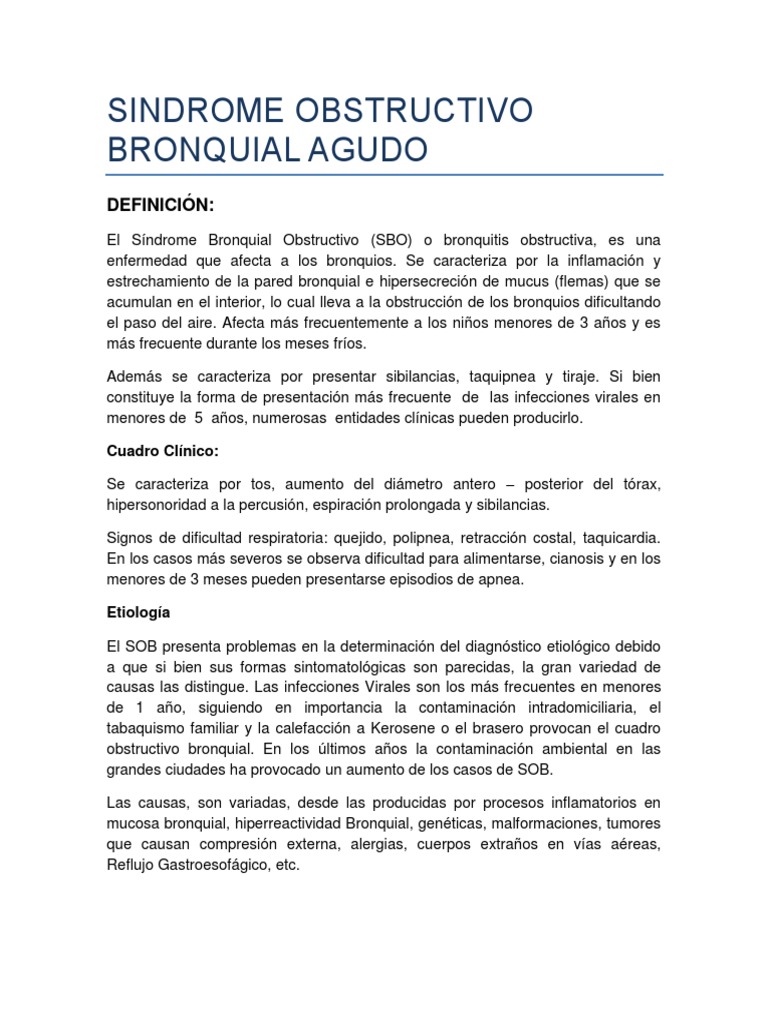 Sindrome Obstructivo Bronquial Agudo | PDF | Tos | Amamantamiento