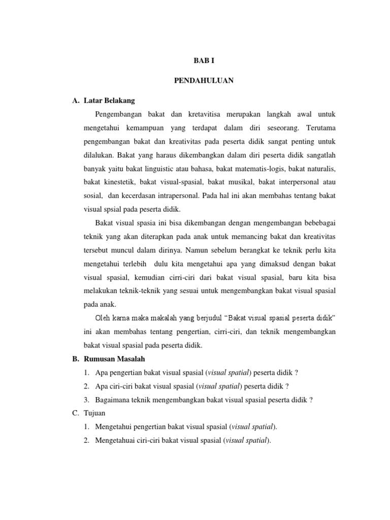 Pengembangan Bakat Visual Spasial Anak | PDF | Sains & Matematika