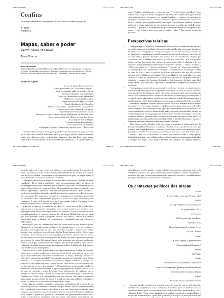 Mapas, Saber e Poder | PDF | Geografia | Cartografia