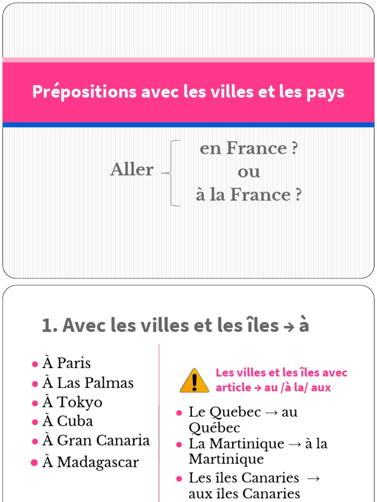 Prépositions des pays et villes | PDF