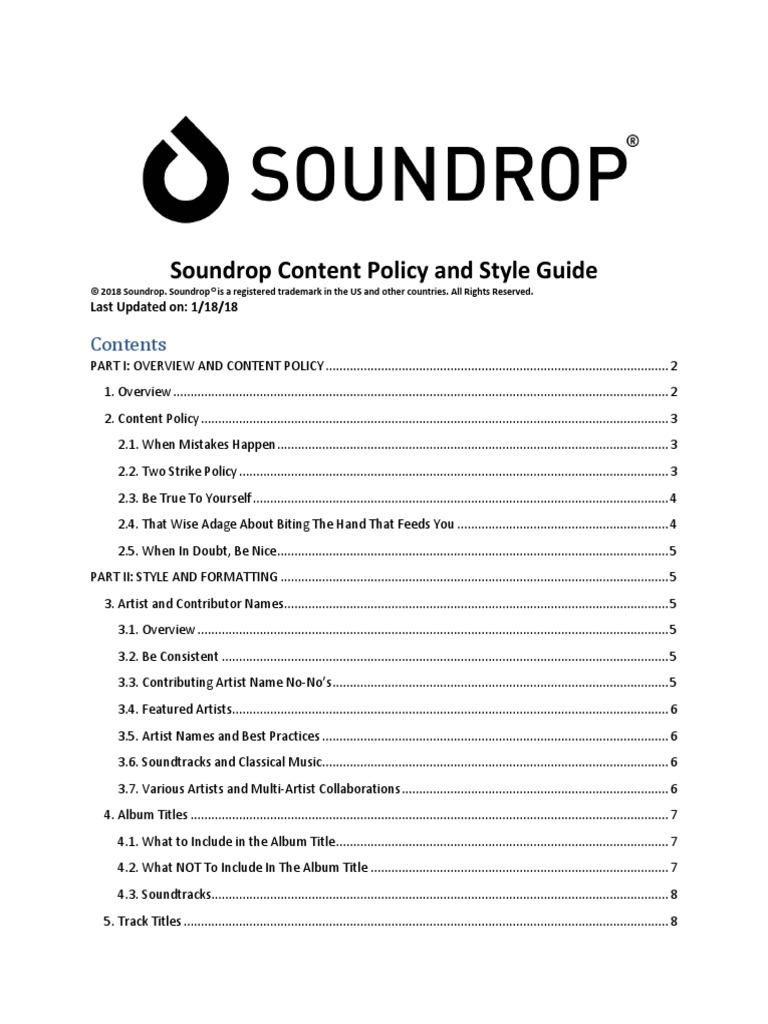Soundrop Style Guide | PDF | Albums | Musical Compositions