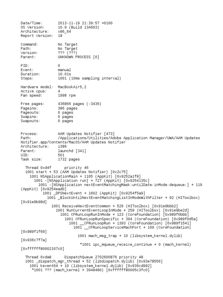 Adobe Acrobat Pro system report with process details | PDF | Thread ...