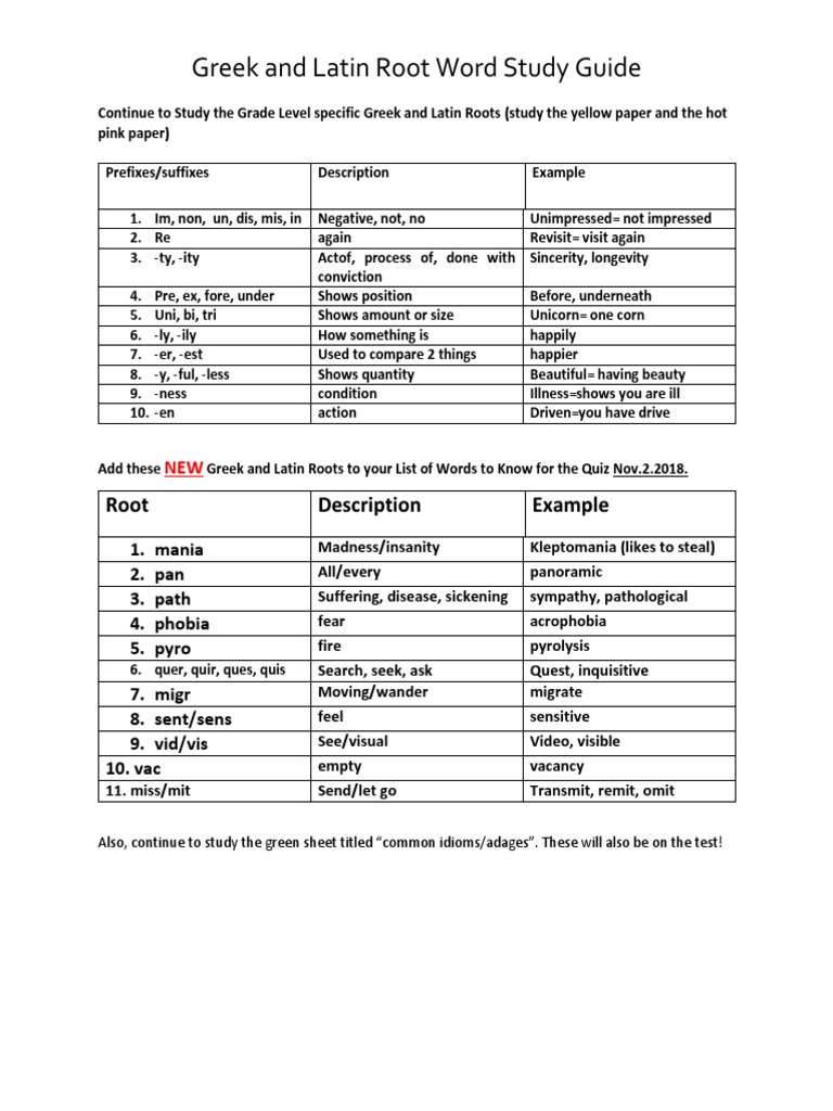 Greek and Latin Roots Week 3 | PDF | Language Arts & Discipline