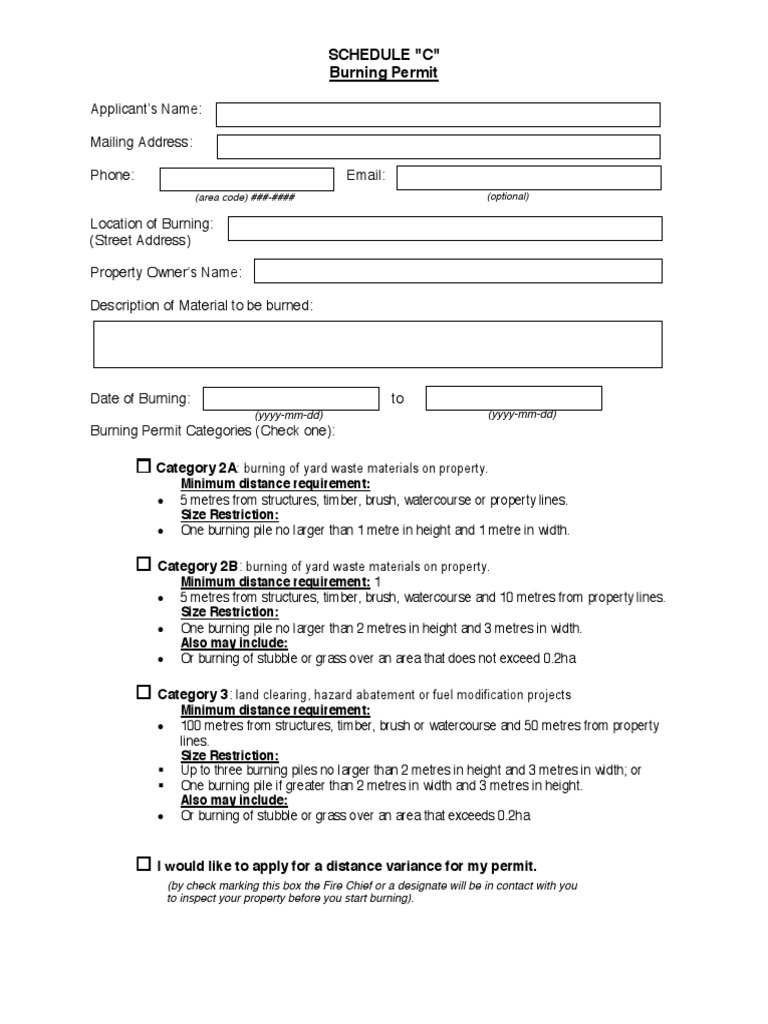 Burning Permit Form | PDF | Lumber | Business