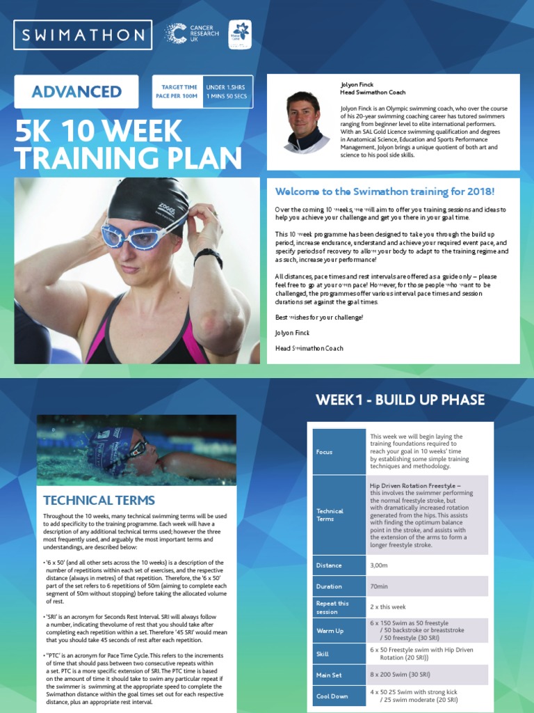 Swimathon18 Training Plan 10 Week 5k Advanced | PDF | Swimming ...