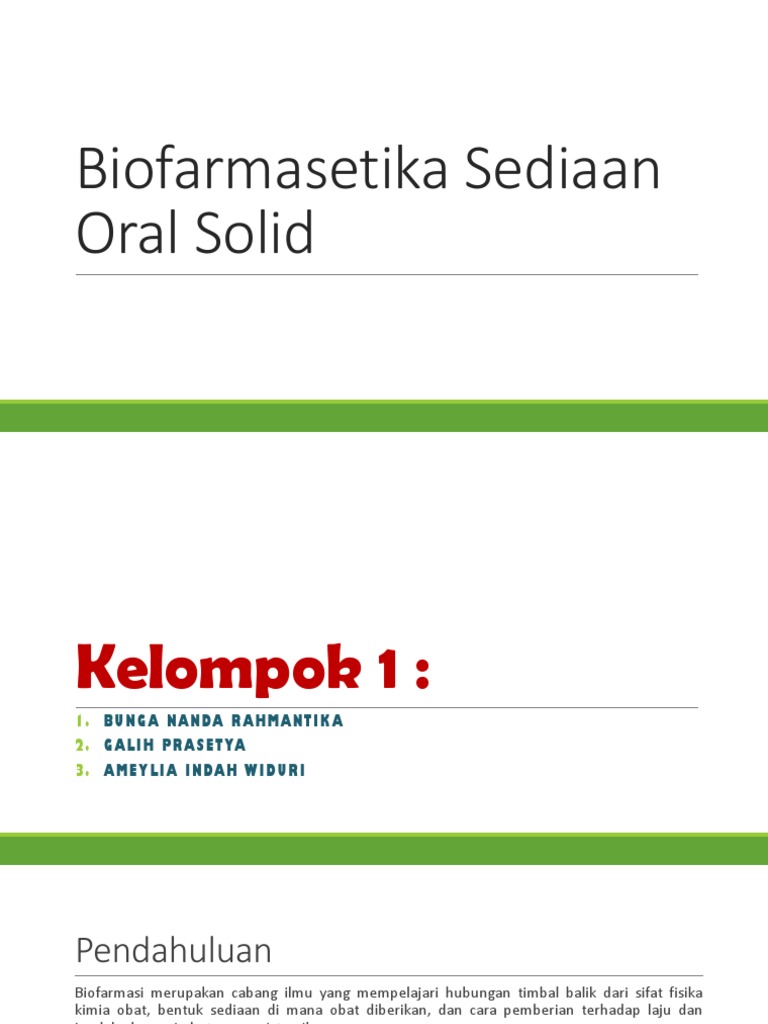 Biofarmasetika Sediaan Oral Solid | PDF