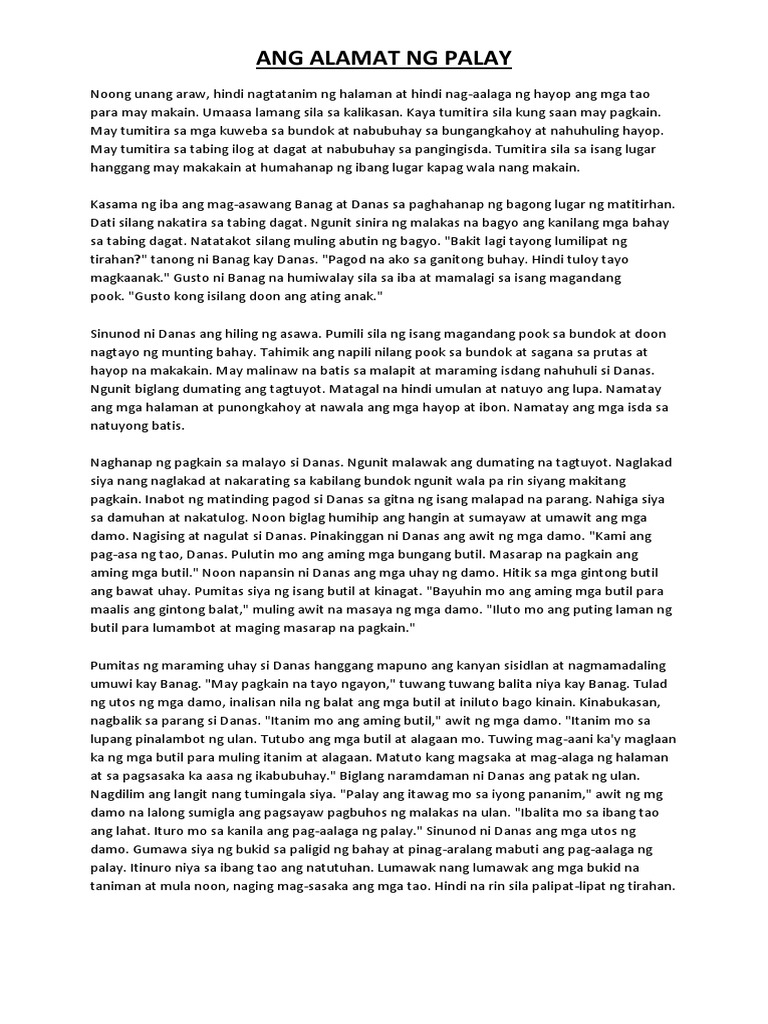 Ang Alamat NG Palay | PDF