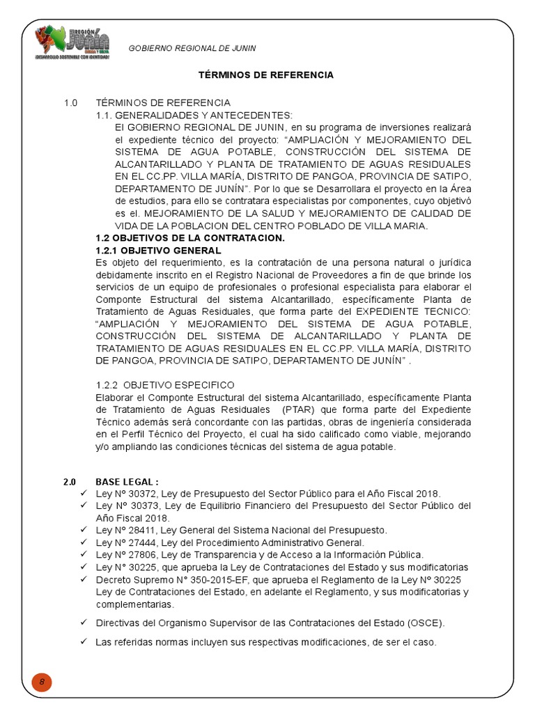 TDR para Especialista Estructural para Ptar | PDF | Alcantarillado | Hormigón