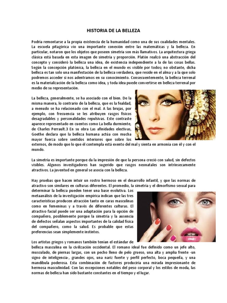 Historia de La Belleza | PDF | Belleza | Naturaleza