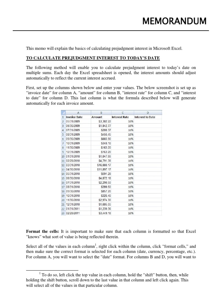 Prejudgment Interest Calculation in Excel | PDF | Spreadsheet ...
