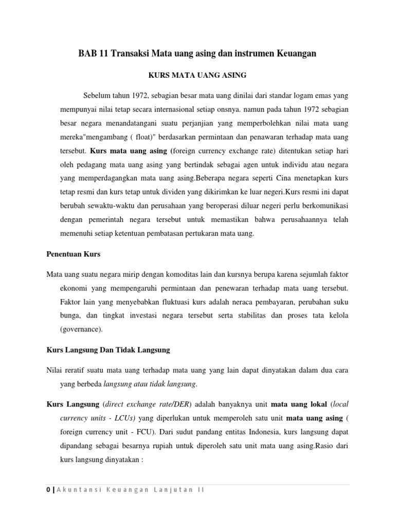 BAB 11 Transaksi Mata Uang Asing Dan Instrumen Keuangan | PDF