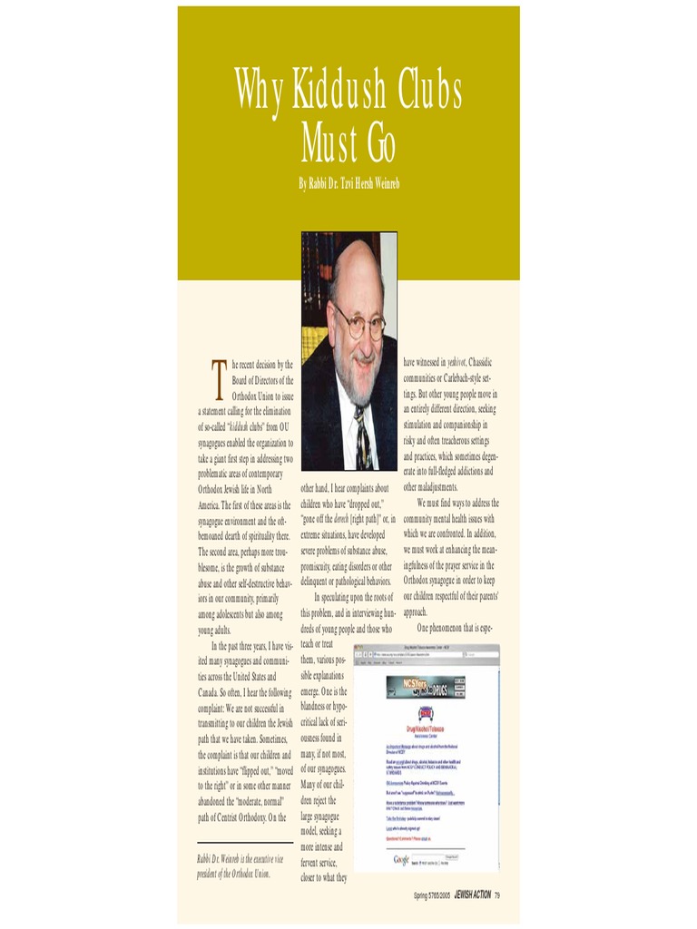 Why Kiddush Clubs Must Go: by Rabbi Dr. Tzvi Hersh Weinreb | PDF ...