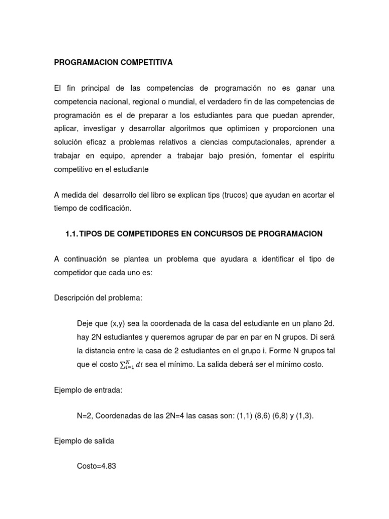 Programacion Competitiva | PDF | Lenguaje de programación | Algoritmos