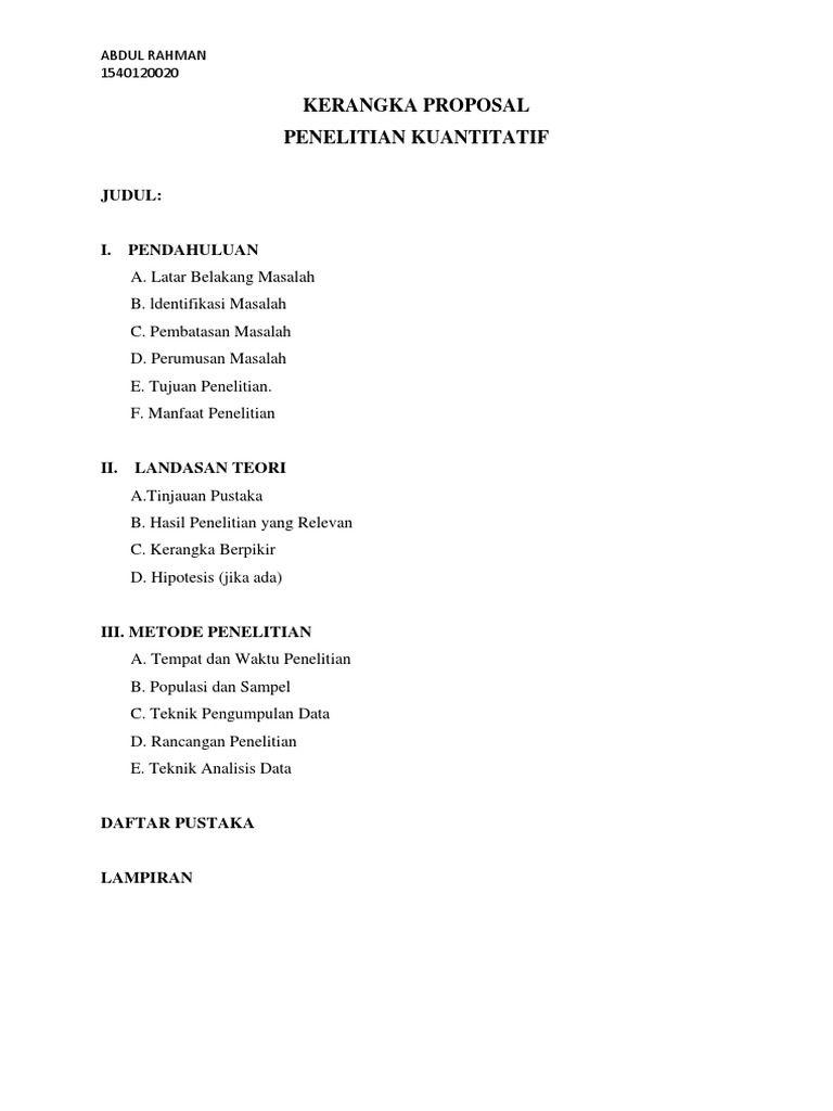 Kerangka Proposal Skripsi | PDF