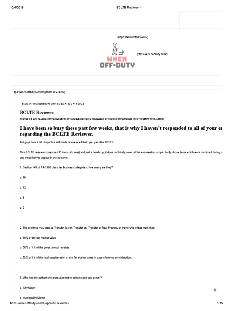 BCLTE Reviewer | PDF | Taxes | Government