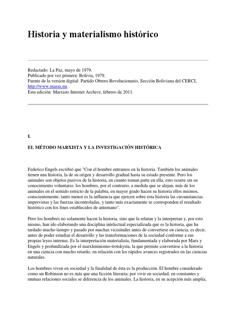 Guillermo Lora - Historia y Materialismo Histórico | PDF | marxismo ...