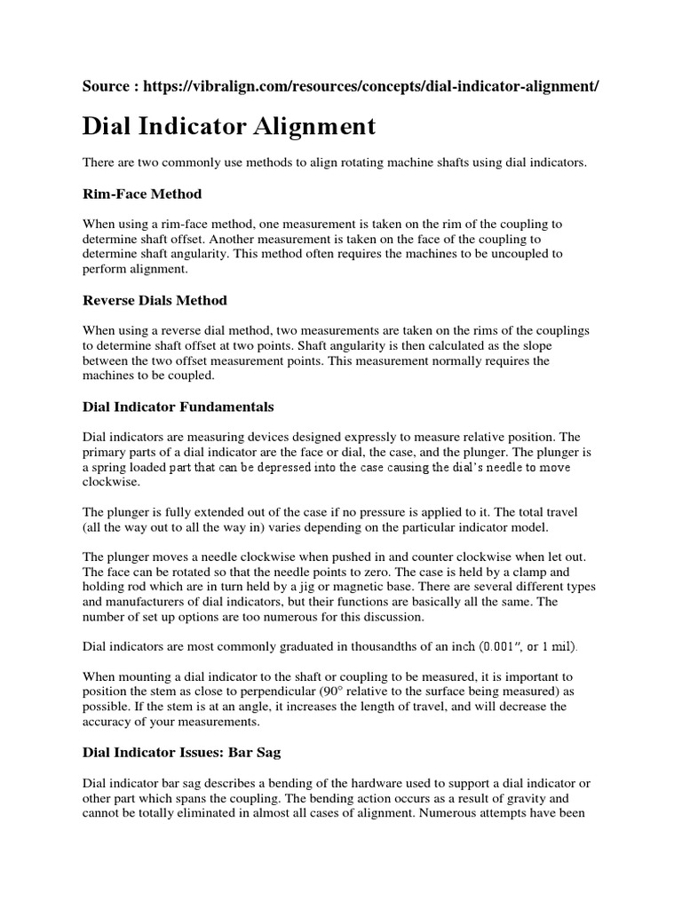 Dial Indicator Alignment: Rim-Face Method | PDF | Mechanical ...