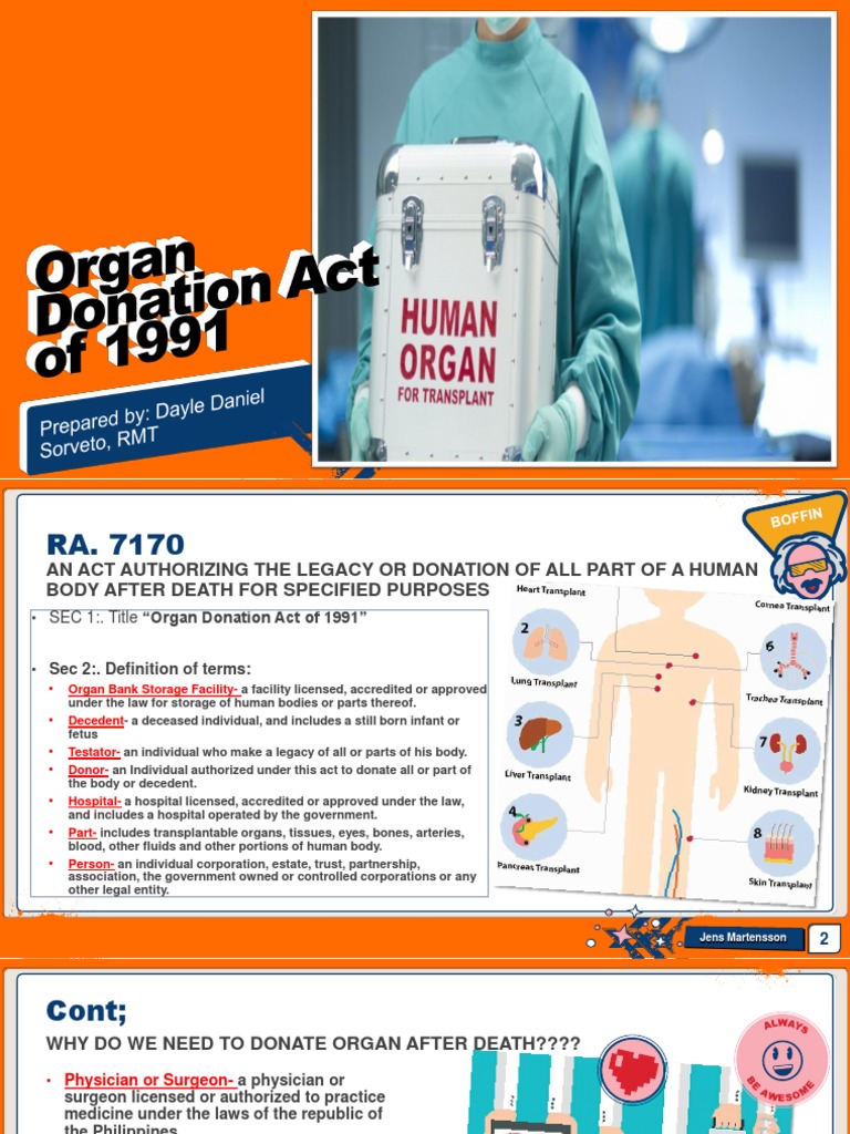 Organ Donation Act of 1991 | PDF | Will And Testament | Organ Donation
