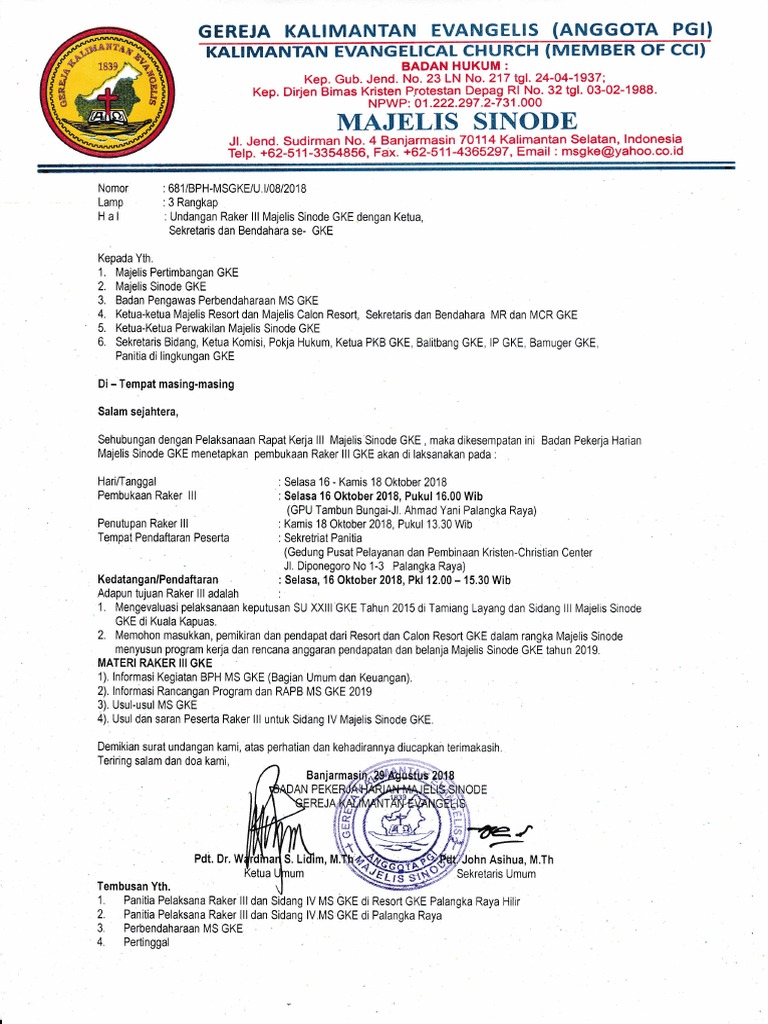 Surat Undangan Raker III 2018 | PDF